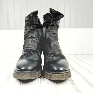 A.S.98 | Shoes | As98 Airstep Black Leather Slip On Side Zip Slouch Wedge Heel Ankle Boots H935 ...